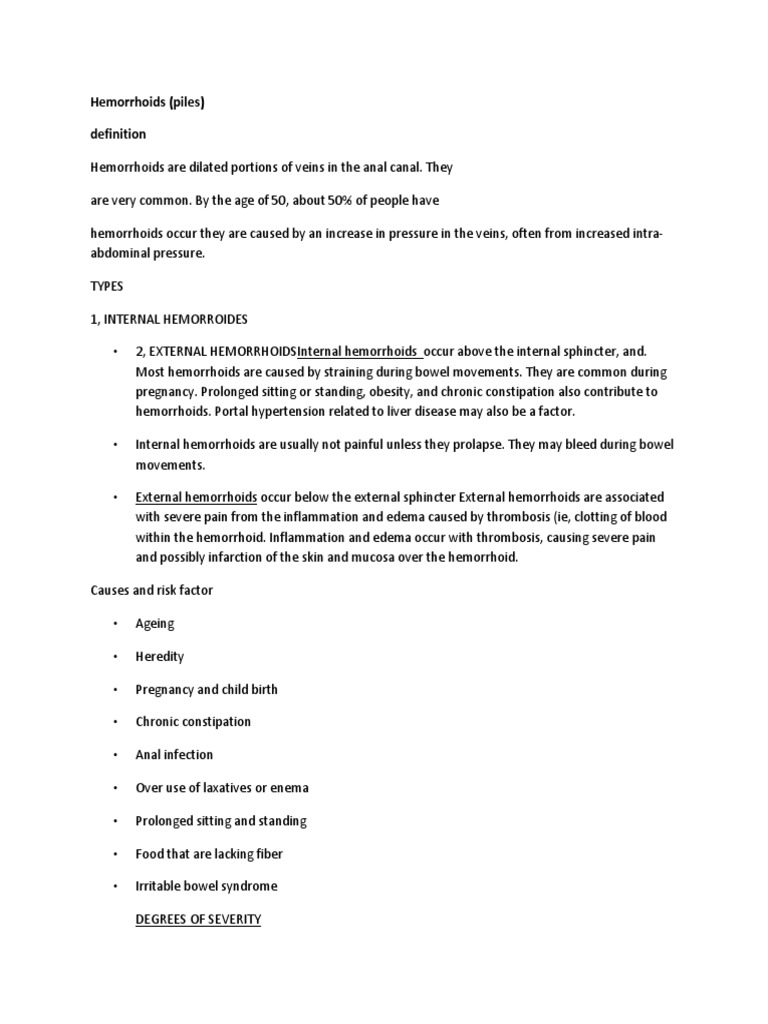 Notes Hemorrhoids | PDF | Hemorrhoid | Constipation