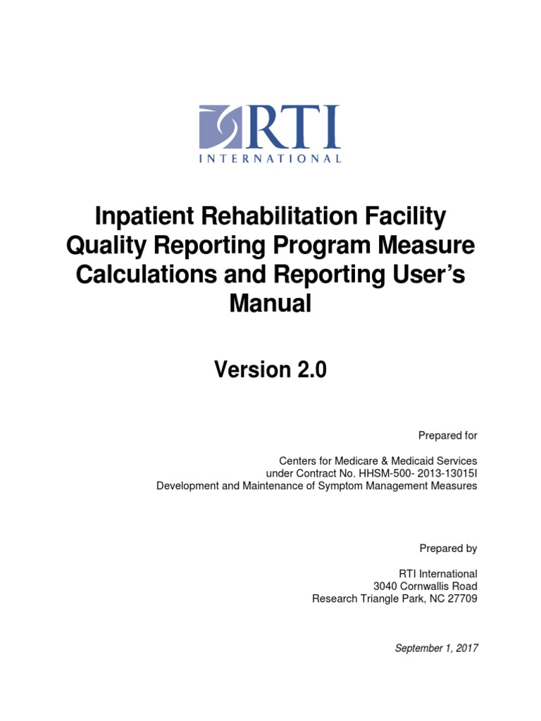 IRF Quality Measures Users Manual V20 | PDF | Medicare (United States ...