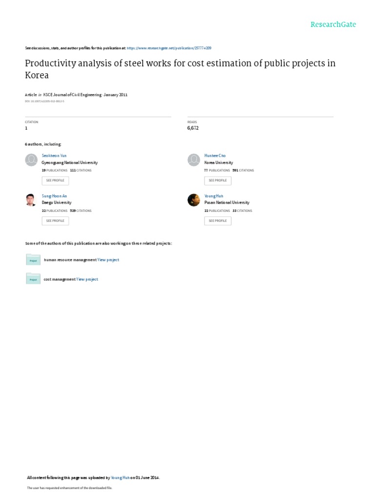 Productivity Analysis of Steel Works For Cost Esti PDF | PDF ...