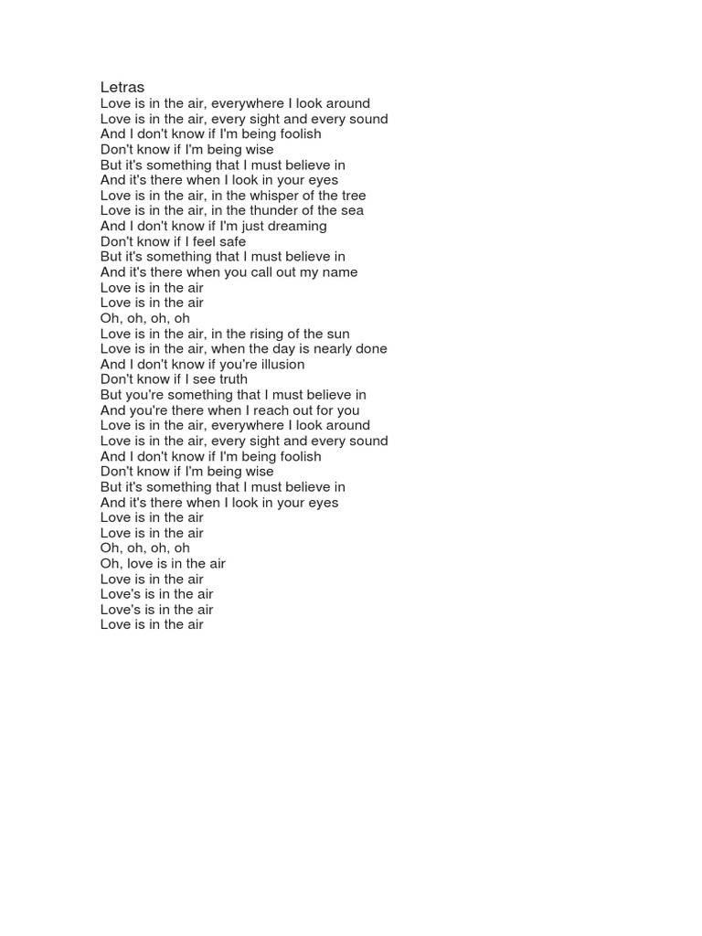 Letra Love Is in The Air | PDF