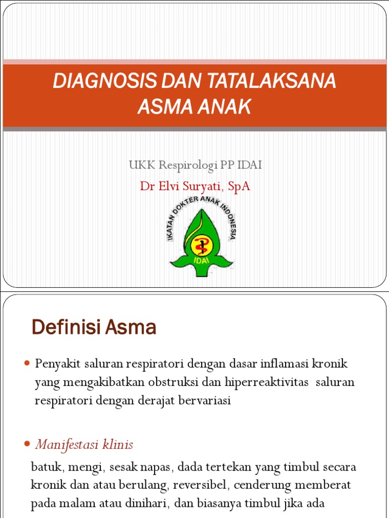 Diagnosis Dan Tatalaksana Asma Anak Baru Dr. Elvi | PDF