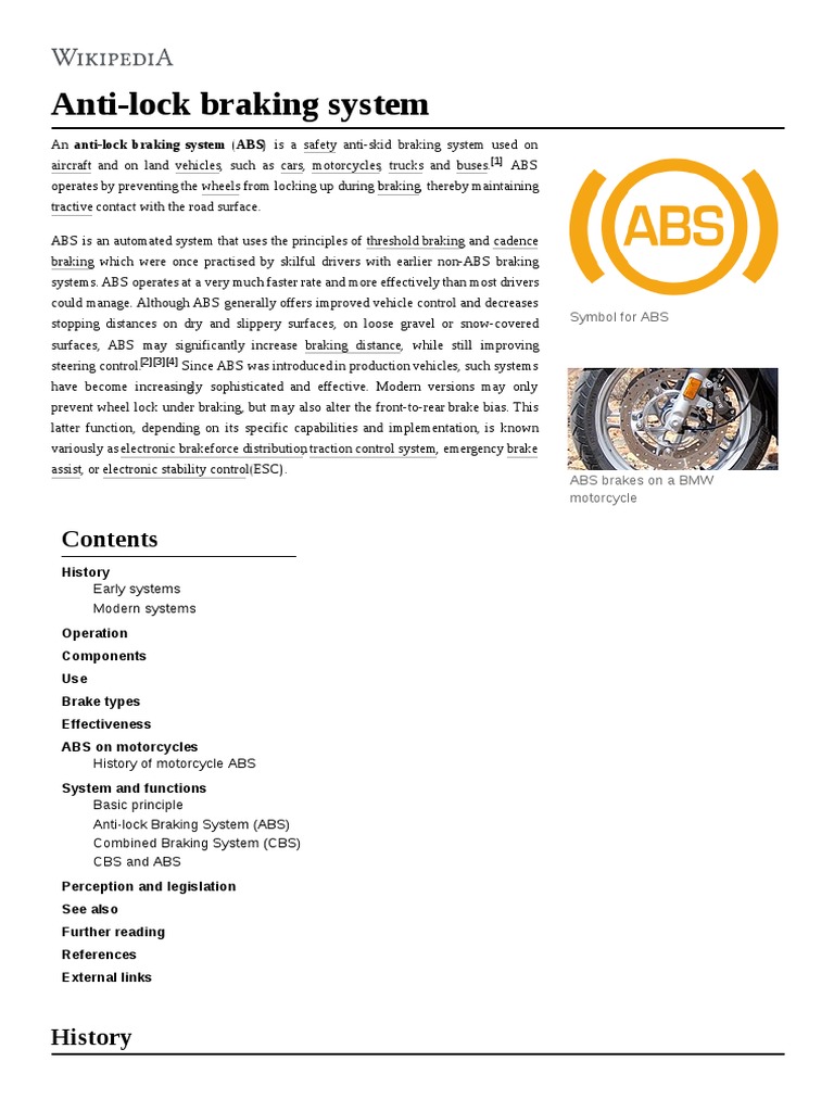 Anti Lock Braking - System | PDF | Anti Lock Braking System | Vehicles