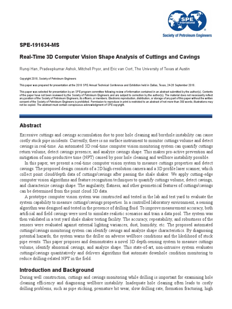 Real-Time 3D Computer Vision Shape Analysis of Cuttings and Cavings ...