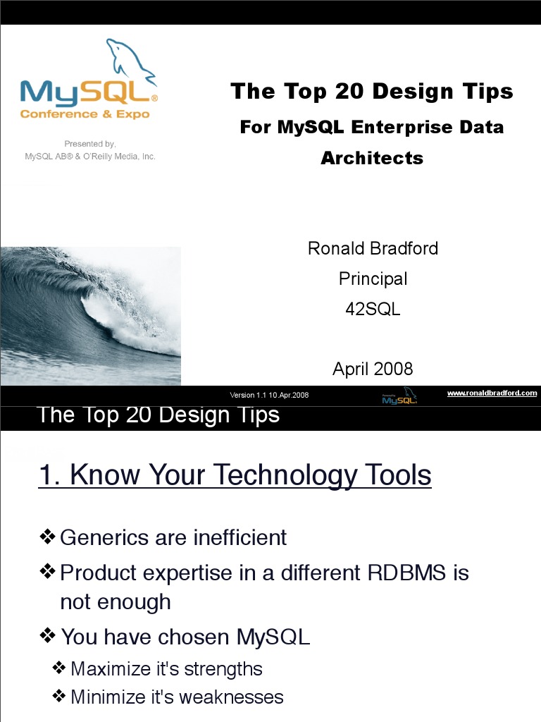 The Top 20 Design Tips: For Mysql Enterprise Data Architects | PDF ...