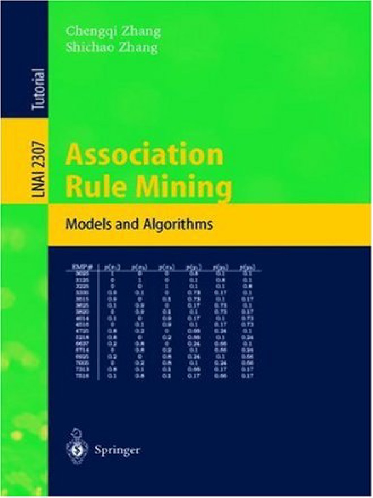 Association Rule Mining - Models and Algorithms (Zhang & Zhang 2002-05-28) | PDF | Data Mining ...