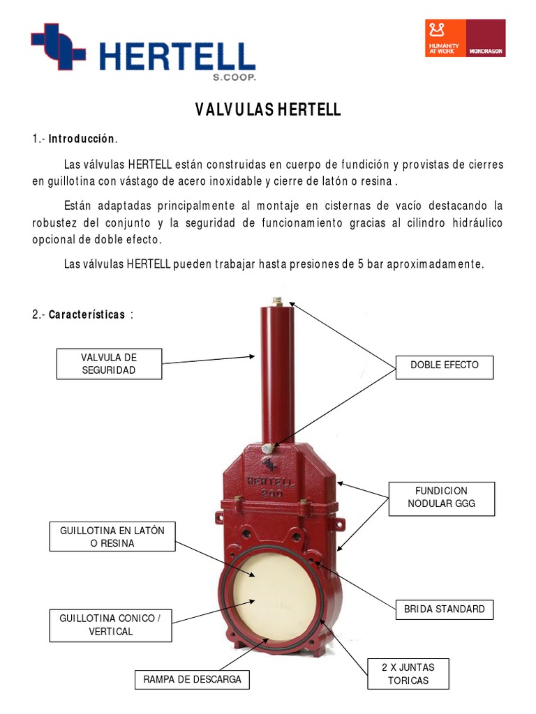 Válvulas y Tajaderas HERTELL 150/200 | PDF