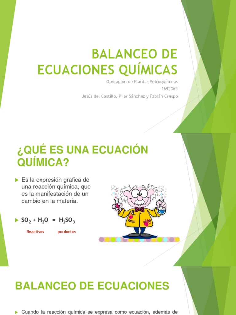 Balanceo de Ecuaciones Químicas - Diapositivas | PDF | Redox ...