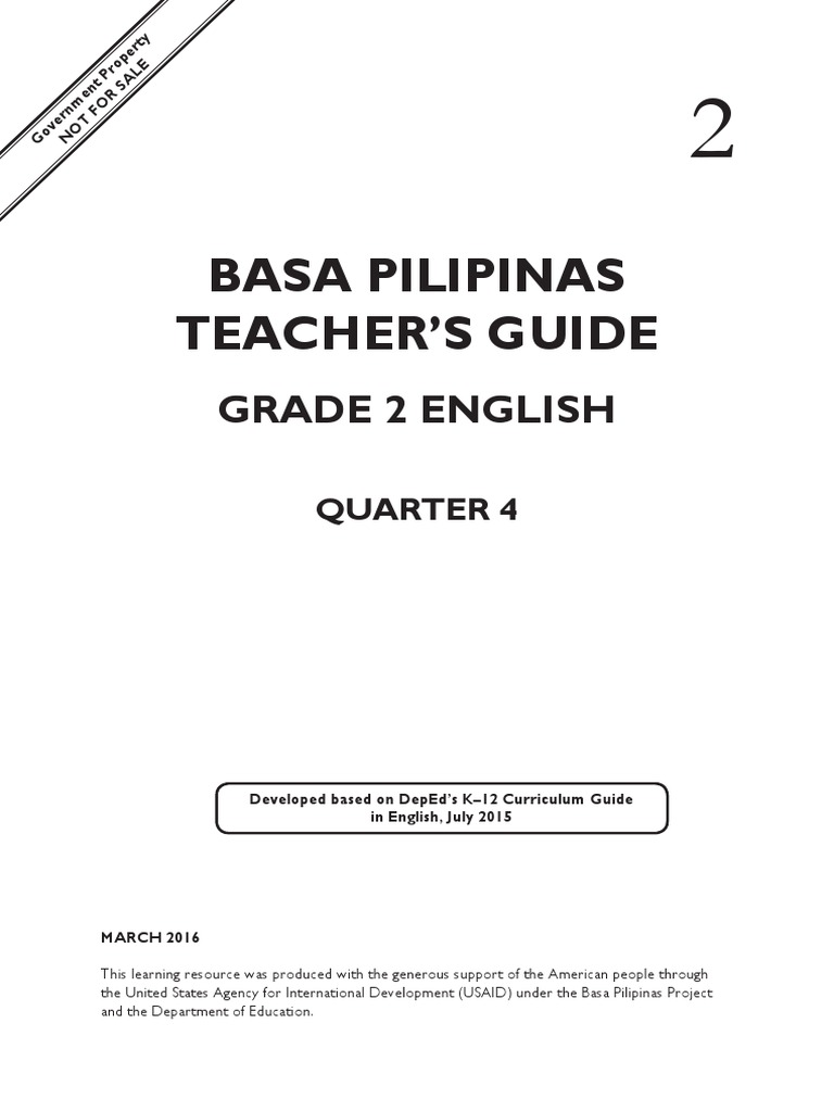 2016 03 31 Basa Pilipinas Quarter 4 Grade 2 English Teacher's Guide ...