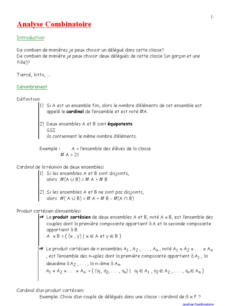 Analyse Comb | PDF | Permutation | Combinatoire