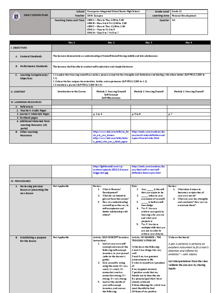 Sample DLL - Personal Development | PDF | Neuroscience | Learning