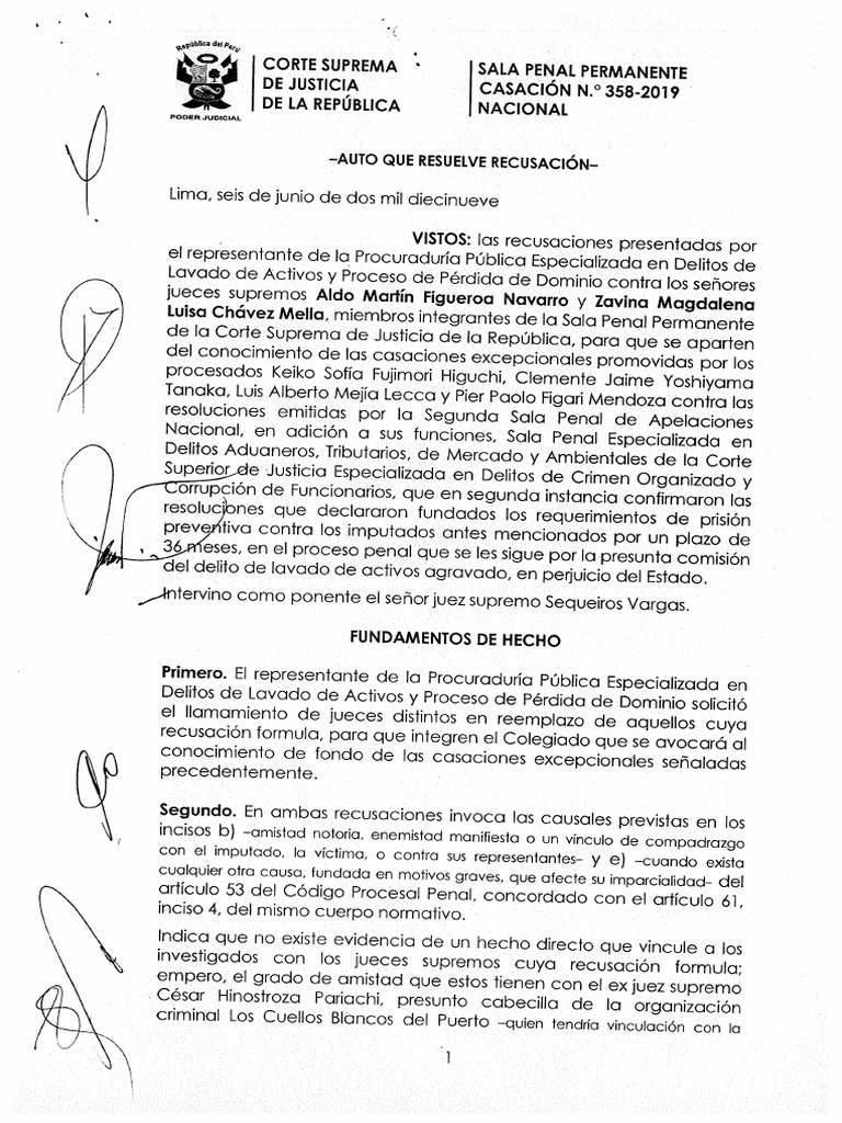 Pj Rechaza Recusación Contra Jueces Del Caso Keiko Fujimori Pdf