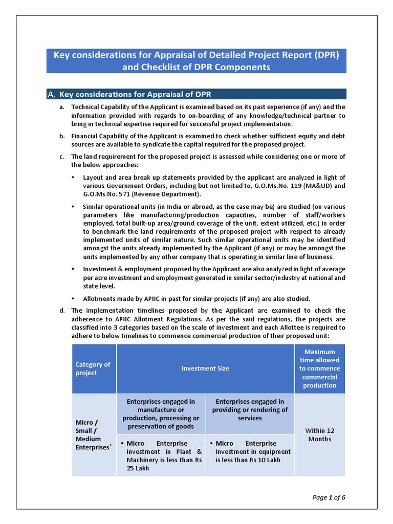 DPR Appraisal Guidelines and Checklist | PDF | Small And Medium Sized ...