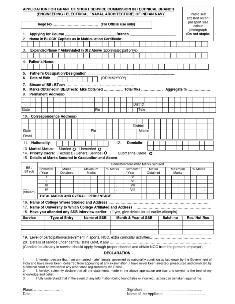 Paste Self Attested Recent Passport Size Colour Photograph (Do Not ...