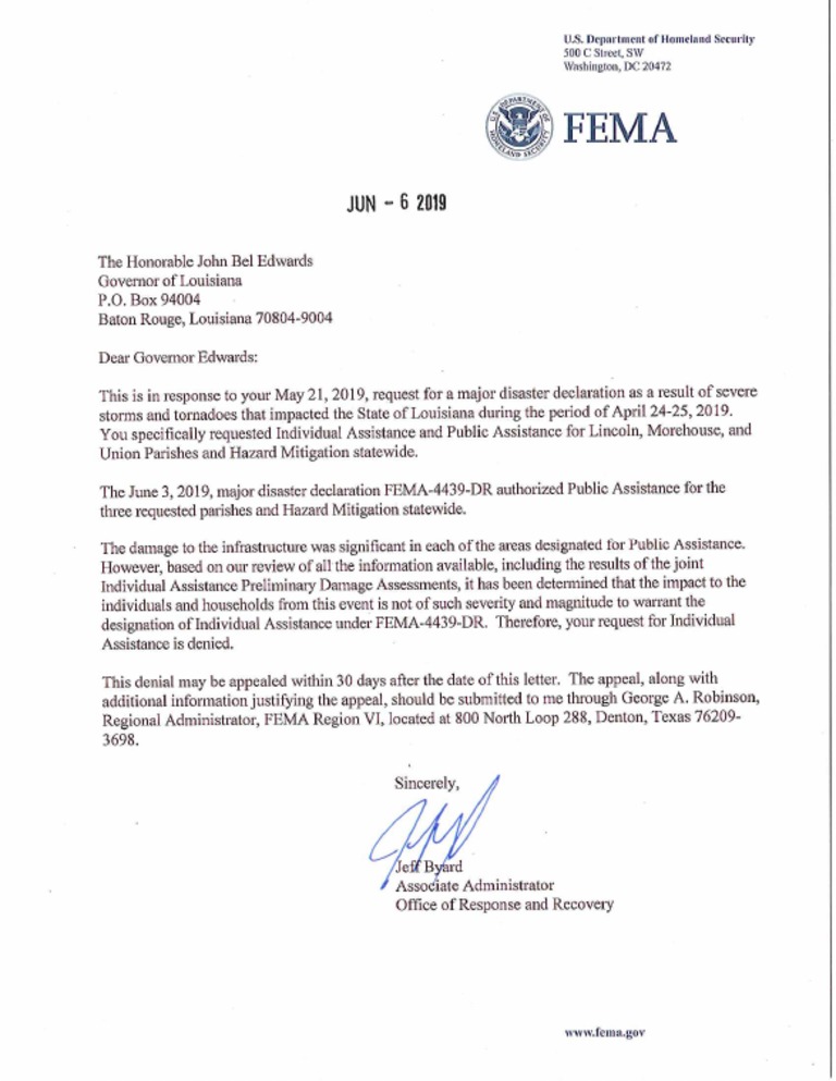 Fema Denial Letter | PDF