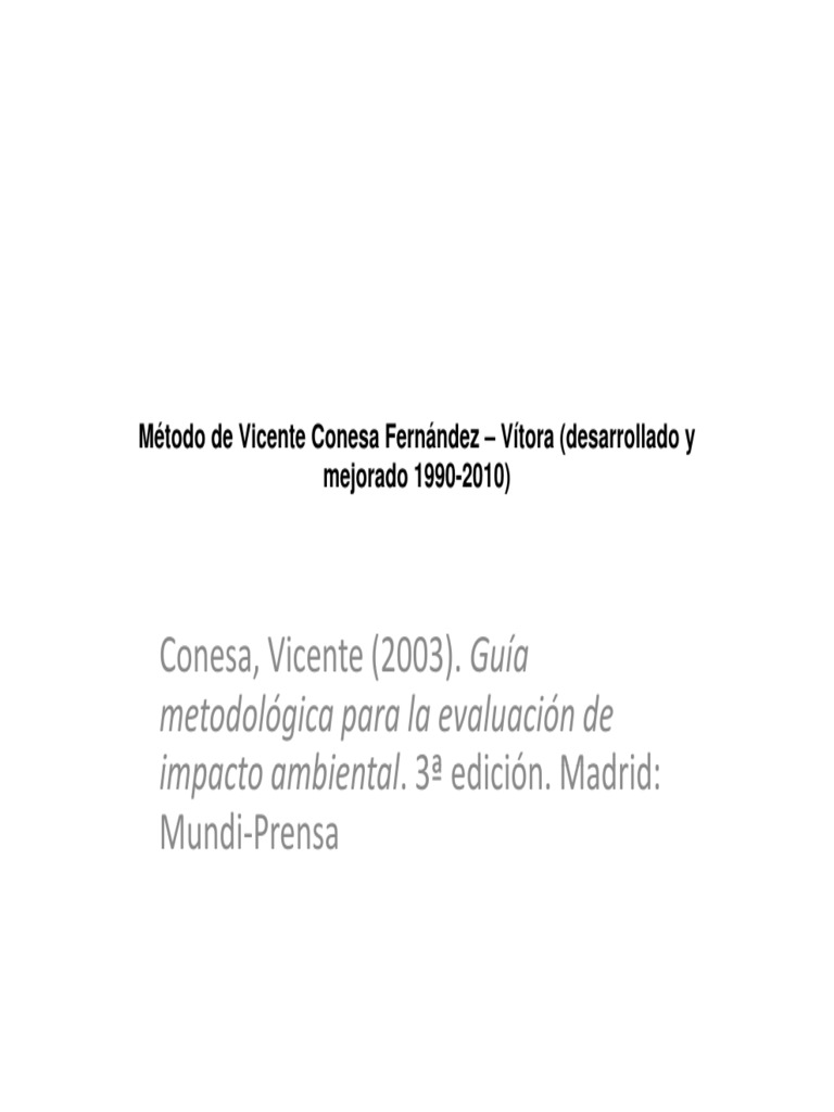 Metodo de Vicente Conesa | PDF | Evaluación de impacto ambiental | Matriz (Matemáticas)