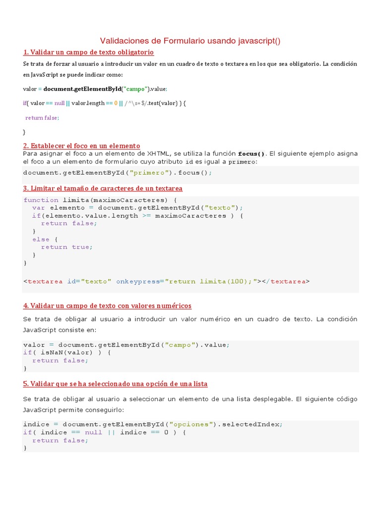 Validaciones de Formulario Usando Javasc | PDF | Script Java | Ingeniería de software