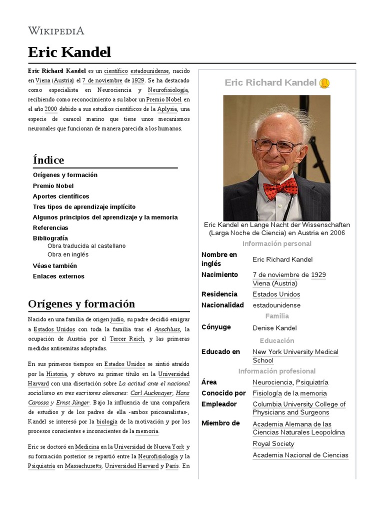 Eric Kandel | PDF | Neurociencia | Cognición