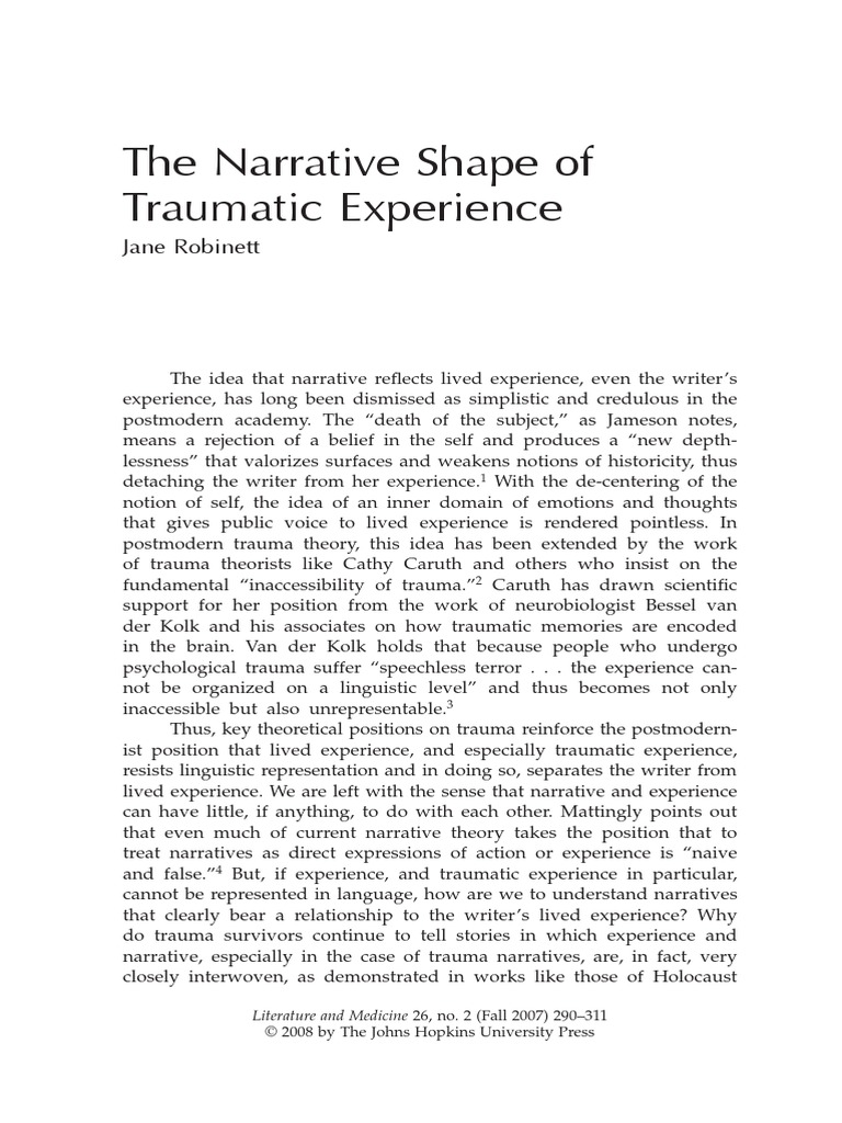 The Narrative Shape of Traumat | PDF | Psychological Trauma | Narrative
