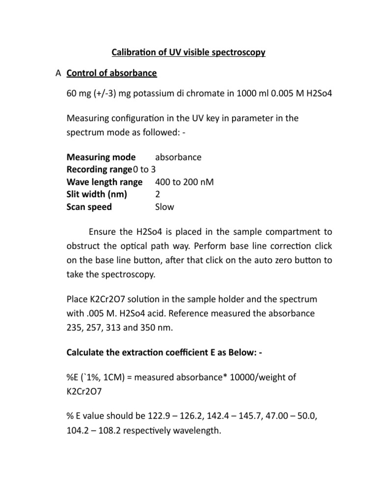 Uv Calibration | PDF | Science & Mathematics