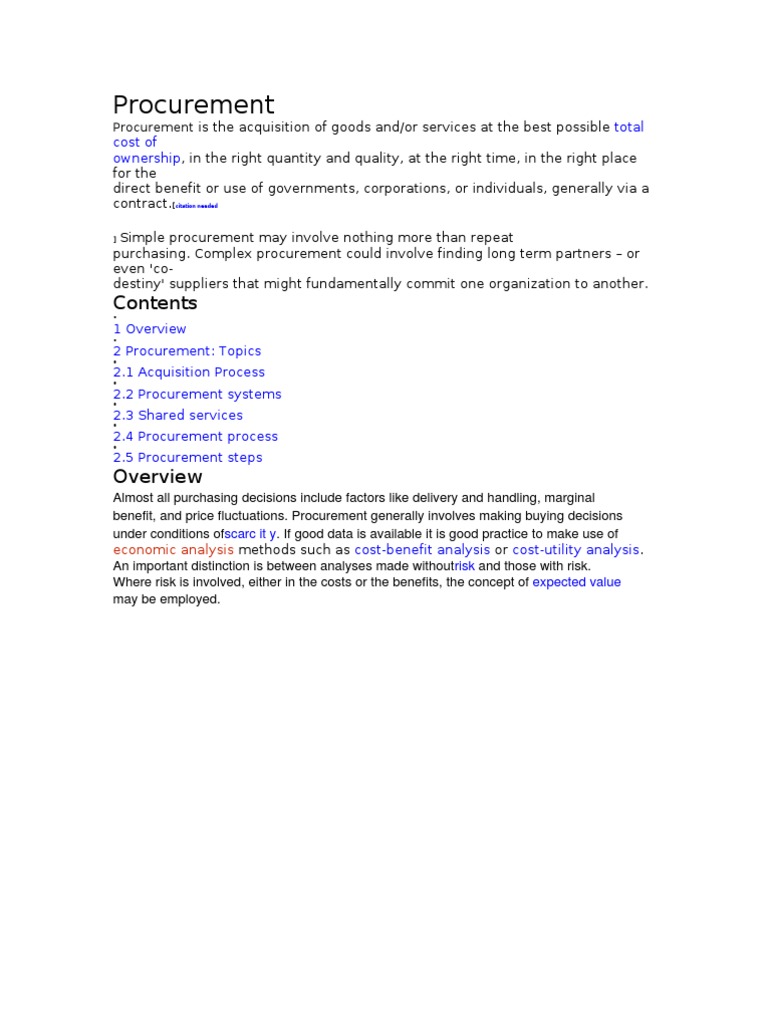 Procurement: Total Cost of Ownership | PDF | Procurement | Accountability