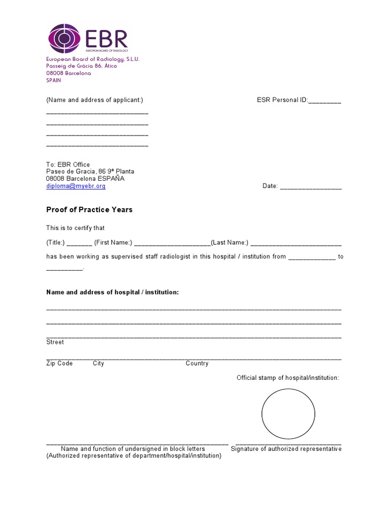 EDiR Proof of Practice Years | PDF