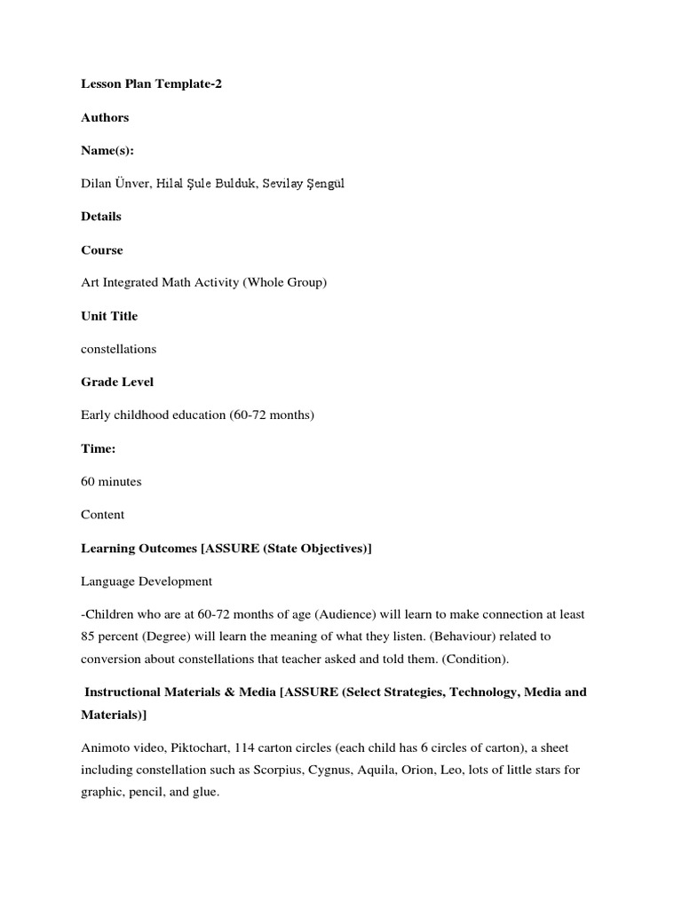 Lesson Plan Template-2 Authors Name(s) | PDF | Teachers | Educational ...