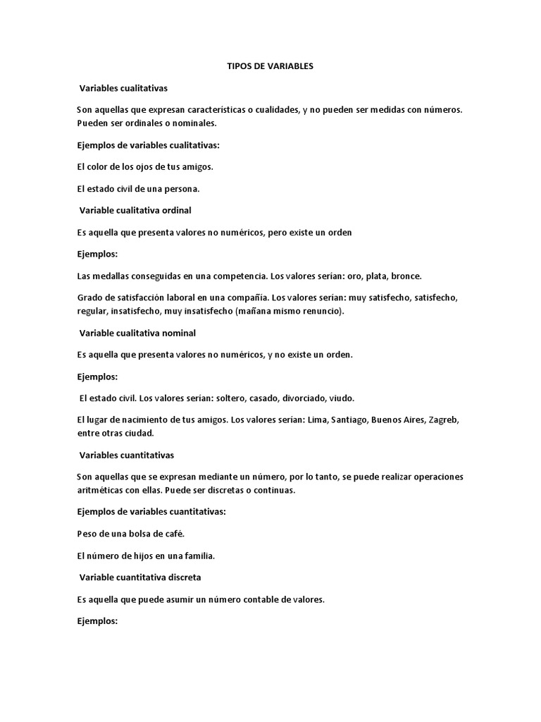 Tipos de Variables - Ejemplos Practicos | PDF