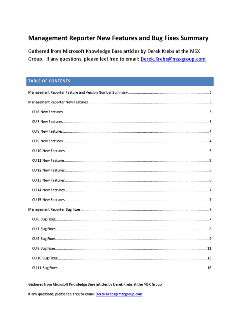 Management Reporter 2012 Updates Summary | PDF | Microsoft Excel ...