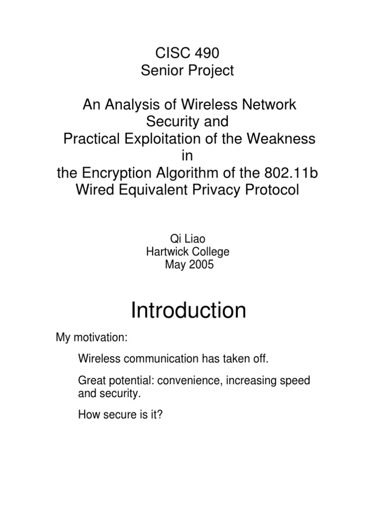 An Analysis of Wireless Network Security and Practical Exploitation of ...