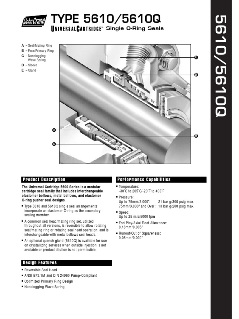 TYPE 5610/5610Q: Single O-Ring Seals | PDF | Materials | Chemistry