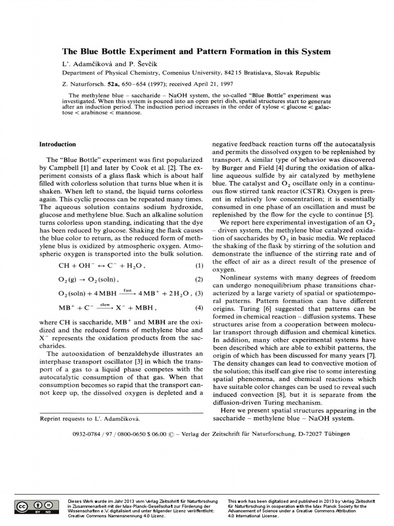 Adamčíková and Ševčík - The Blue Bottle Experiment and Pattern ...