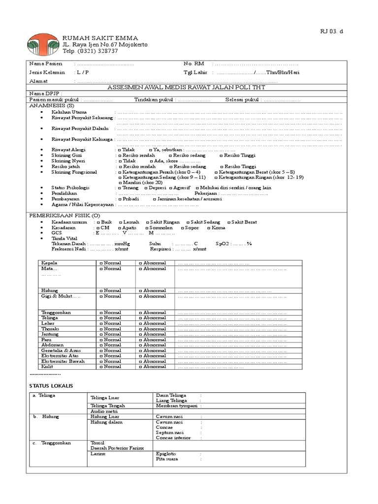 Assesmen Medis Poli THT | PDF