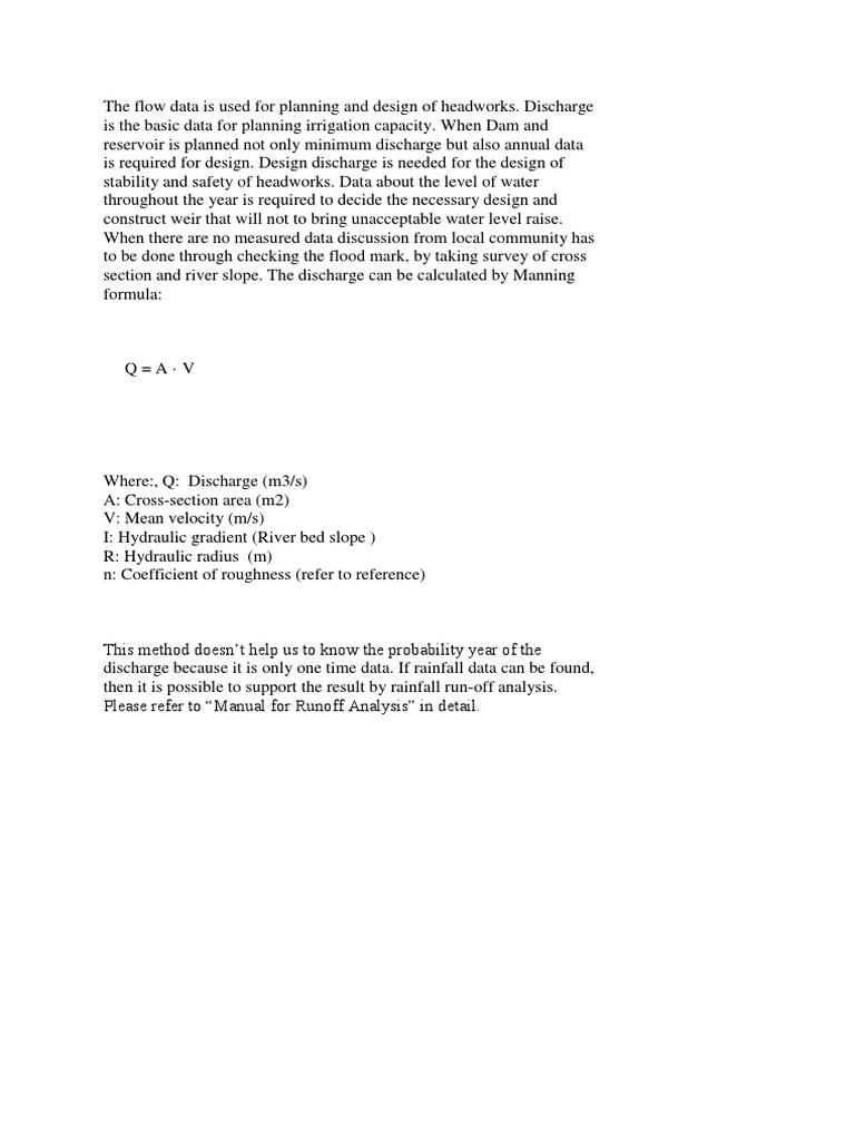 Flow Data for Headworks Design | PDF | Science & Mathematics