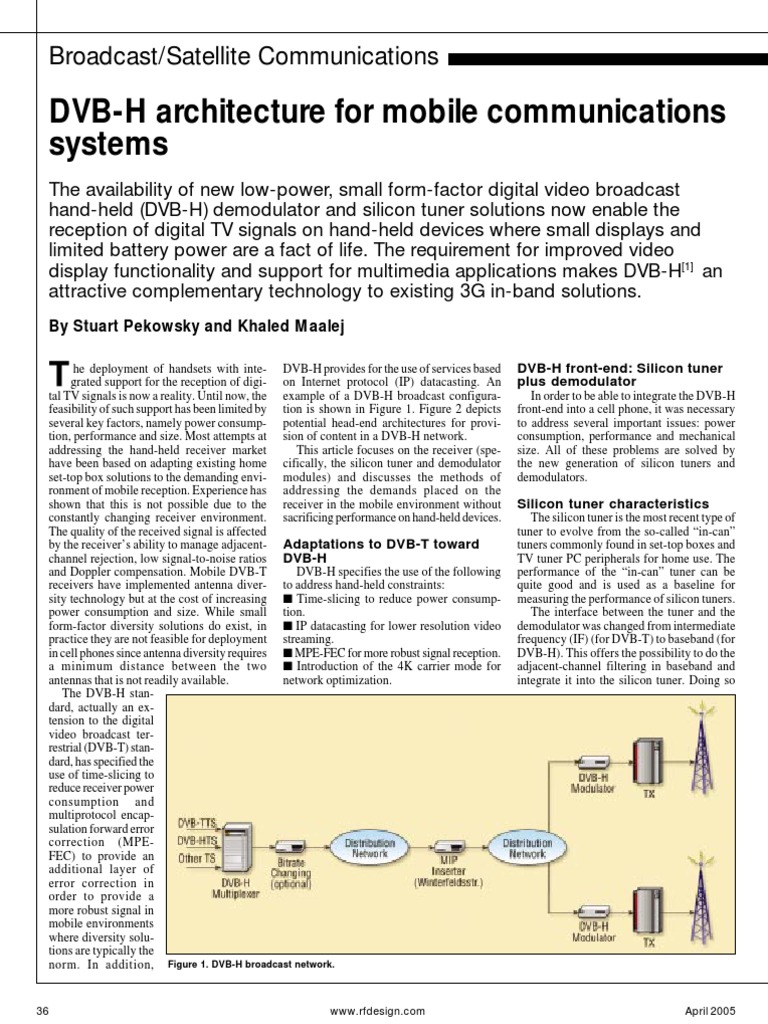 DVB-H Architecture For Mobile Communications Systems | Download Free ...