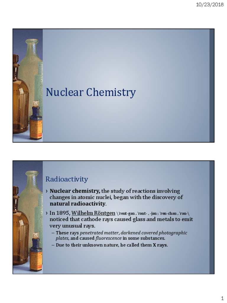 Nuclear Chemistry: Radioactivity | PDF | Atomic Nucleus | Radioactive Decay