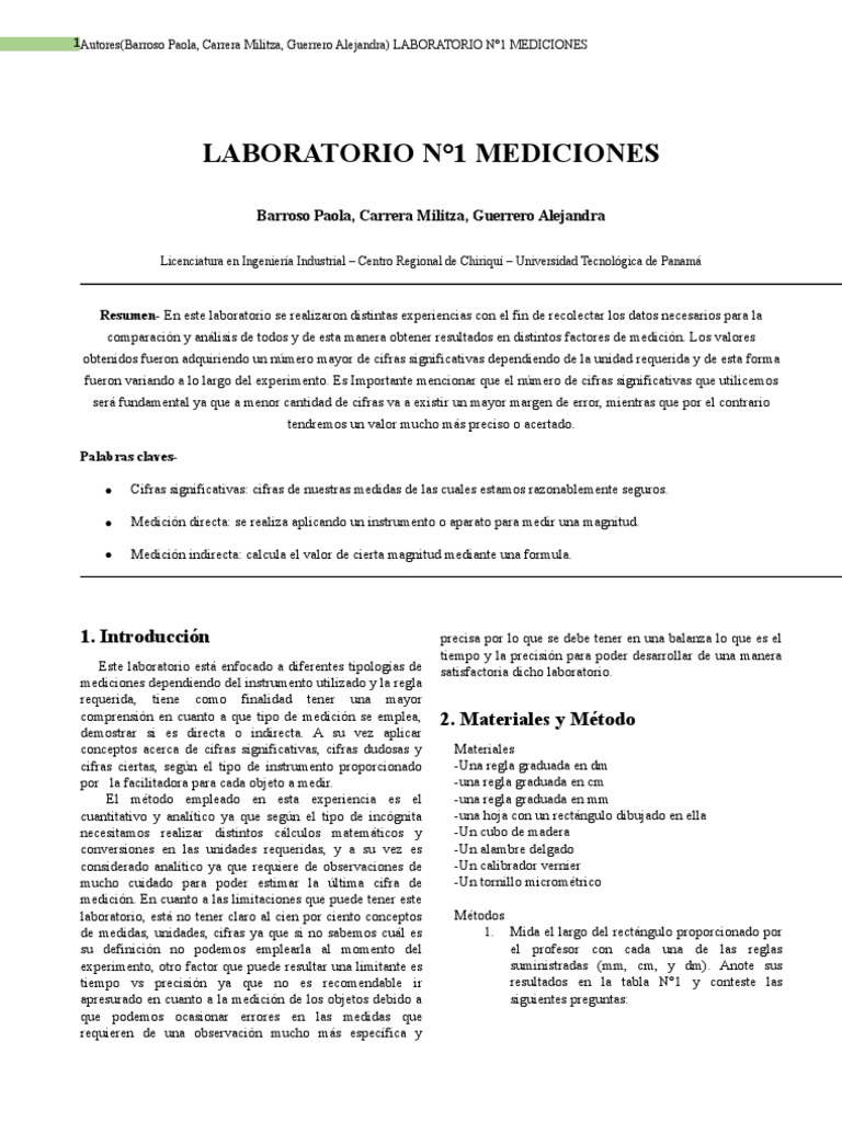 Lab I. Fisica Mediciones | PDF | Medición | Laboratorios