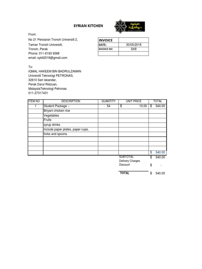 Invoice Catering | PDF