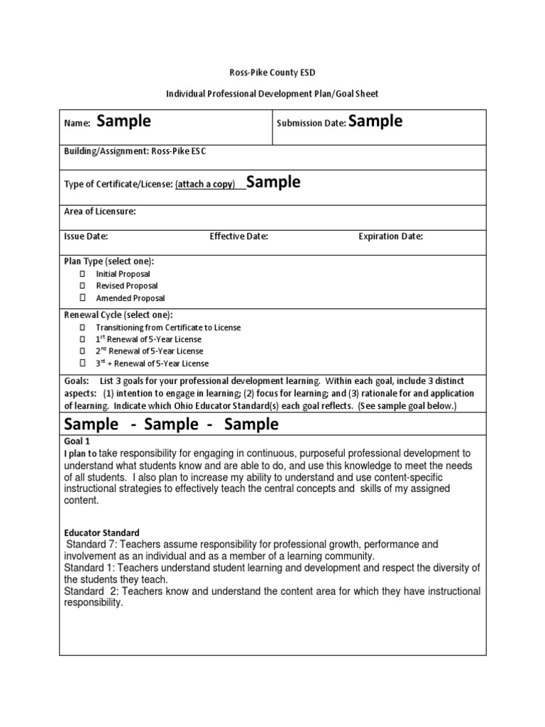 Sample Ipdp Download Free Pdf Educational Assessment Teachers