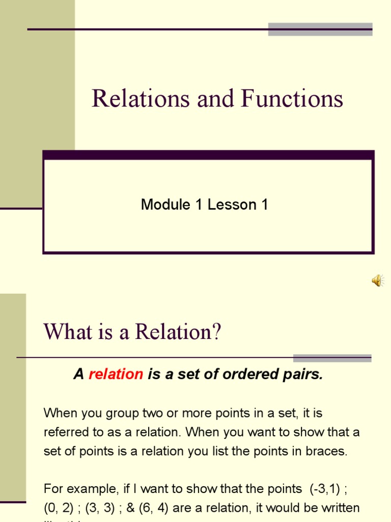 Relations and Functions: Module 1 Lesson 1 | PDF | Function (Mathematics) | Functions And Mappings