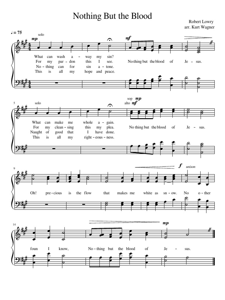 Nothing But The Blood: Robert Lowry Arr. Kurt Wagner 75 | PDF