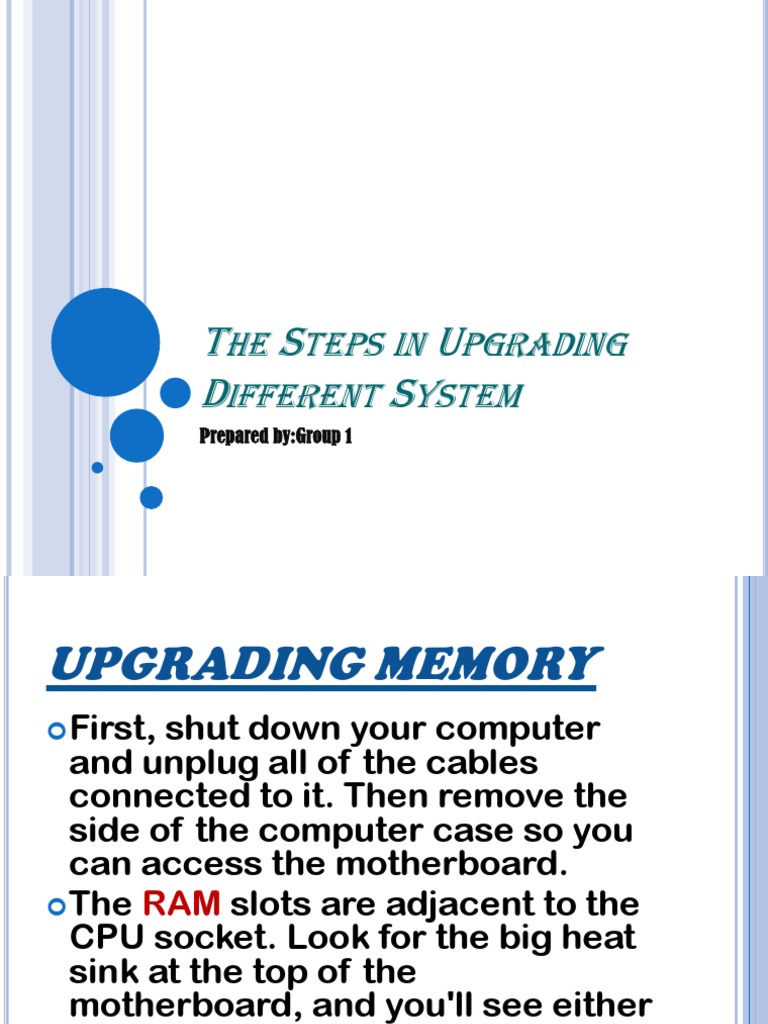 The Steps in Upgrading Different System | PDF | Electrical Connector ...