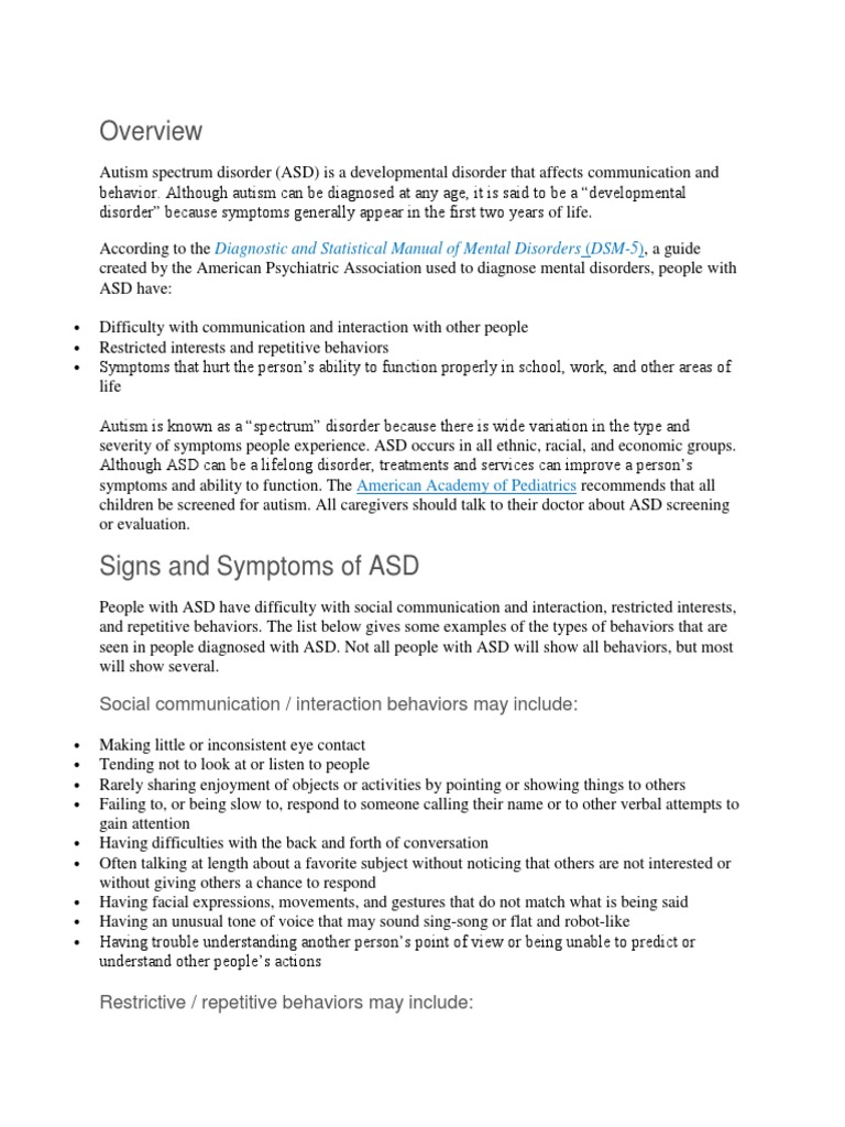 Autism Spectrum Disorder (ASD) | PDF | Autism Spectrum | Spectrum Disorder