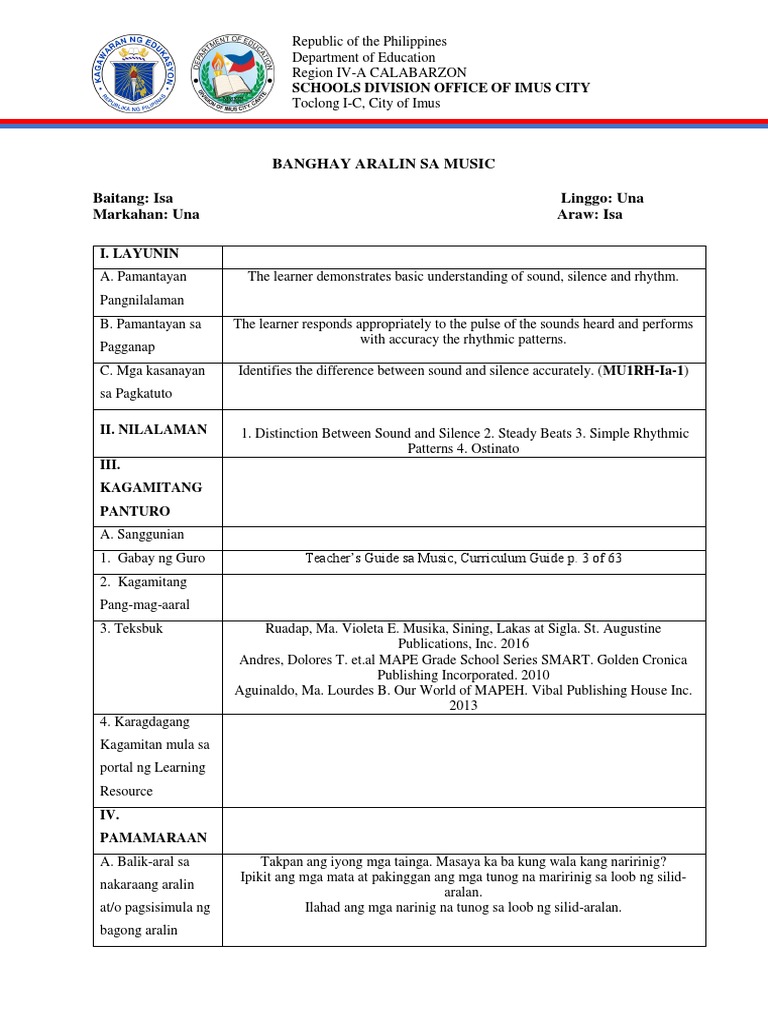 DAY 1 Identify Sound and Silence | PDF