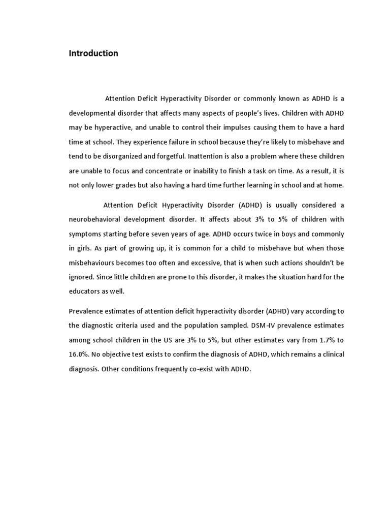 Intro Research Eng | PDF | Attention Deficit Hyperactivity Disorder ...