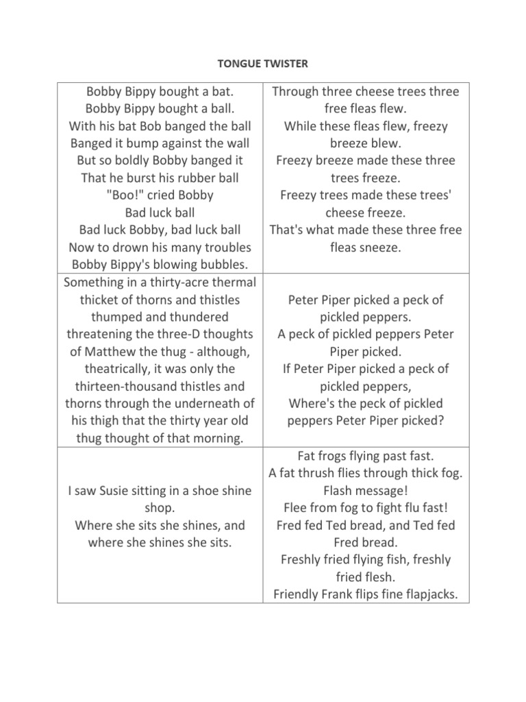 07 Tongue Twister | PDF