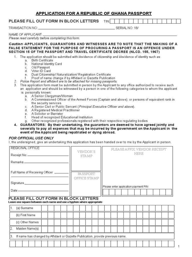 Ghana Passport Form | PDF | Birth Certificate | Identity Document