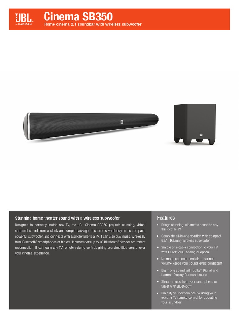 Cinema SB350 English | PDF | Hdmi | Loudspeaker