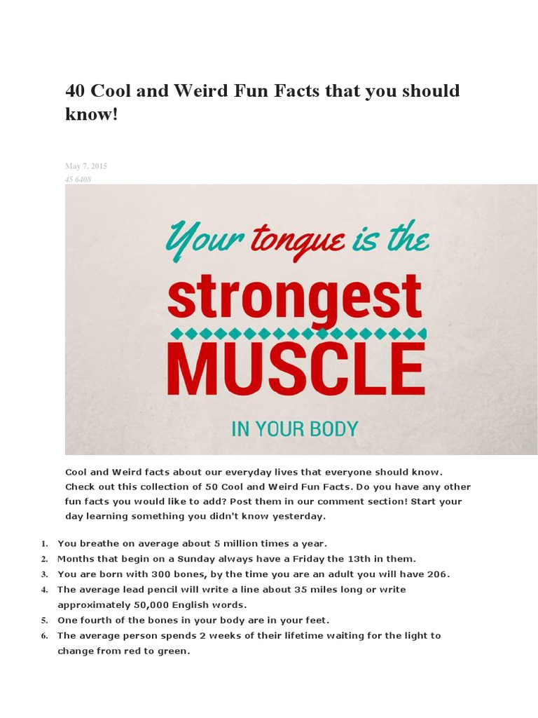 40 Cool and Weird Fun Facts | PDF | Nature