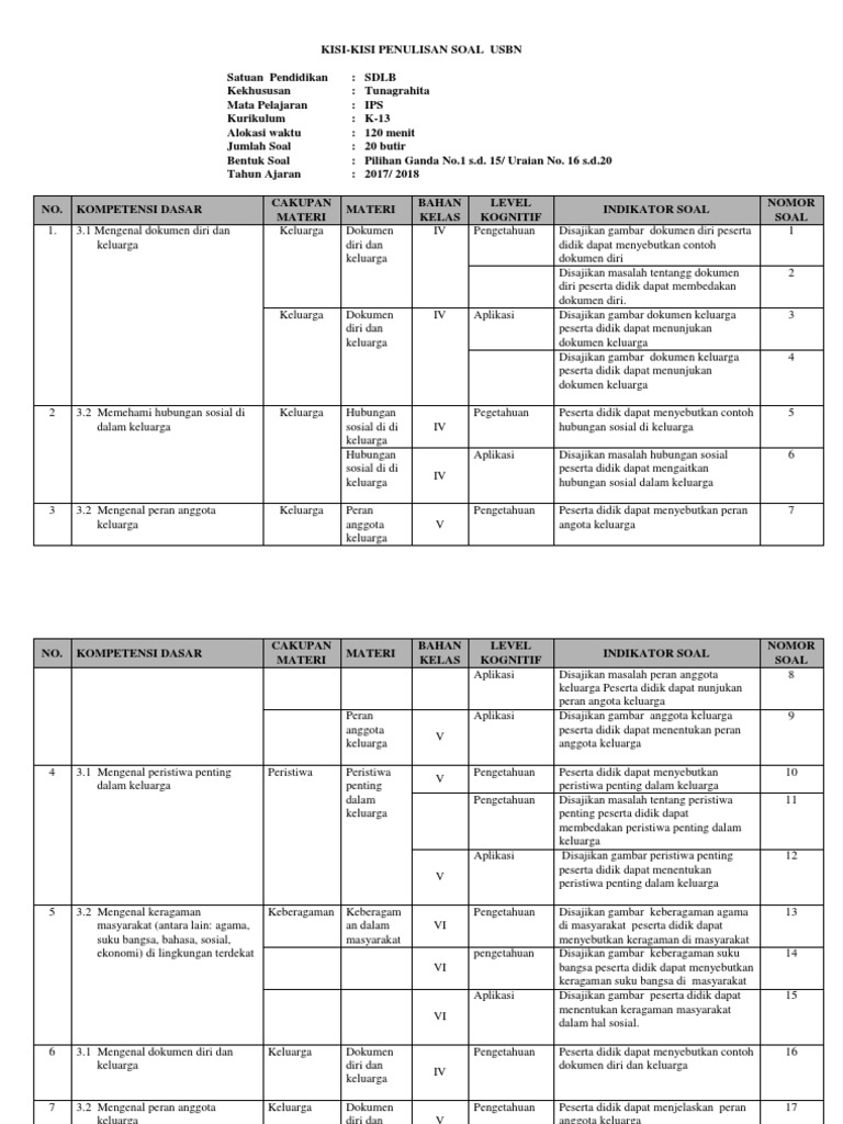 SDLB Tunagrahita Ips | PDF