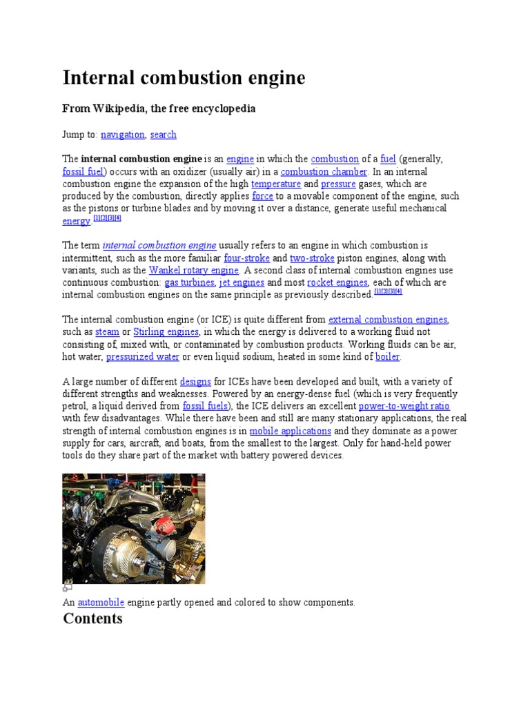 Internal Combustion Engine Overview | PDF | Propulsion | Internal ...